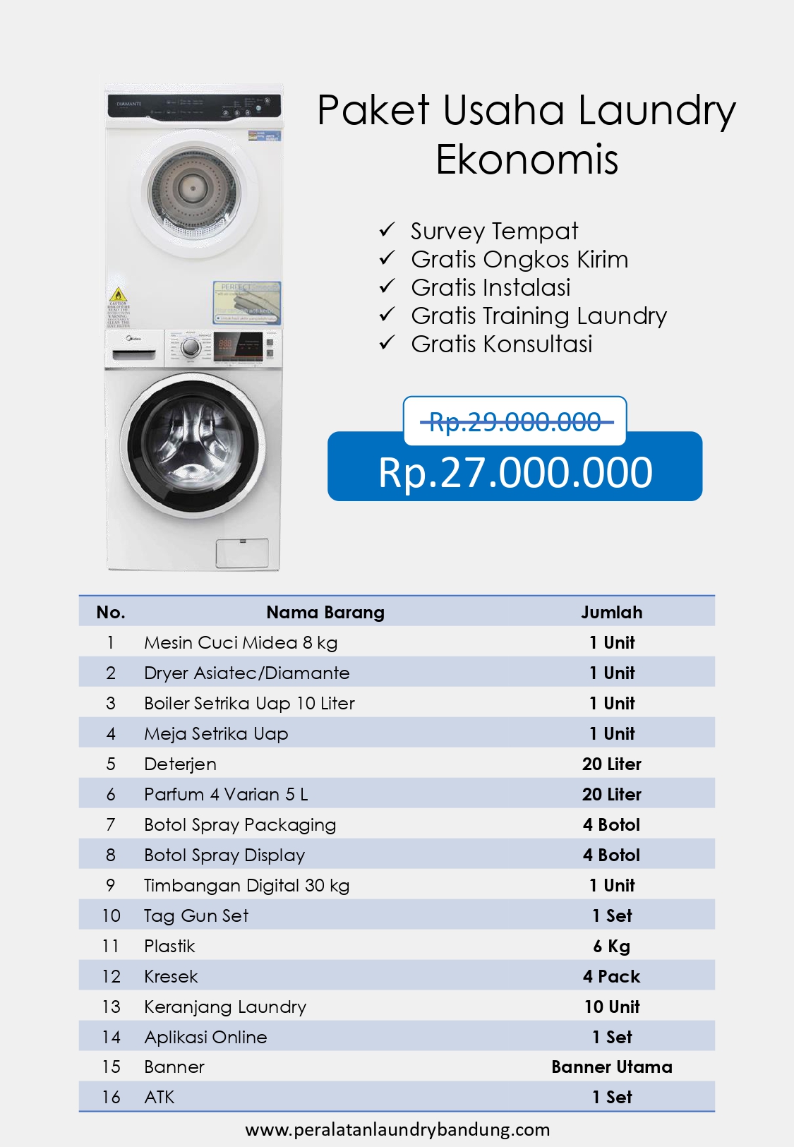 Paket Usaha Laundry Kiloan - Peralatan Laundry Bandung